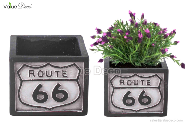 Route 66 cement flower pot (CM0062) - Wholesale pots, baskets ...