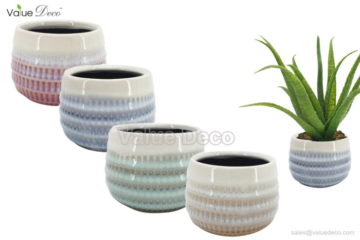 SWV01260 (Embossed Pattern Stoneware Pot) - Wholesale pots, baskets ...