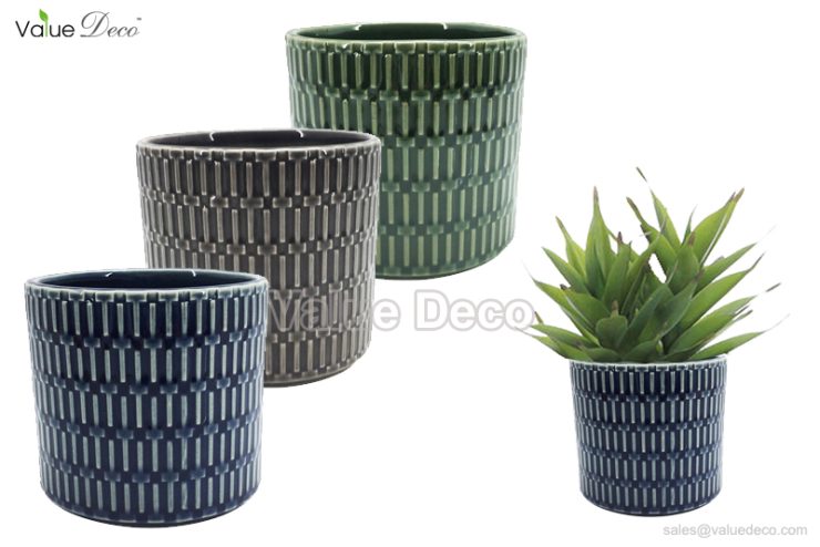 SWV02276 (Embossed Lattice Design Stoneware Flower Pot) - Wholesale ...